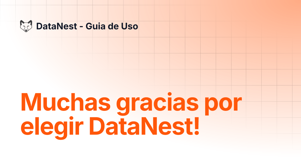 Muchas gracias por elegir DataNest! | DataNest - Guia de Uso